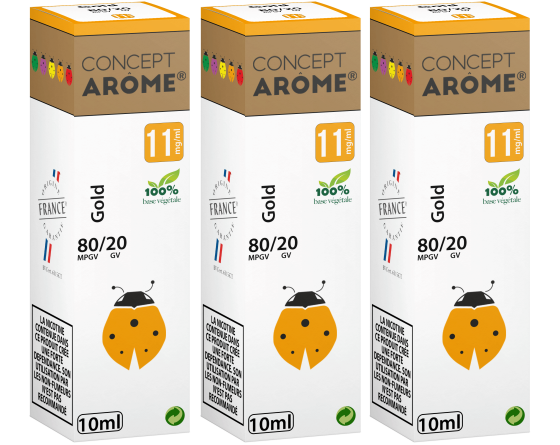 3x10ML GOLD 11MG - Concept Arôme 3x10ml - 11mg - Concept Arome 10ml 80/ ...