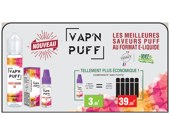 Autocollant E-liquide Vap'N Puff - PLV - Aide à la vente - E-Liquides ...